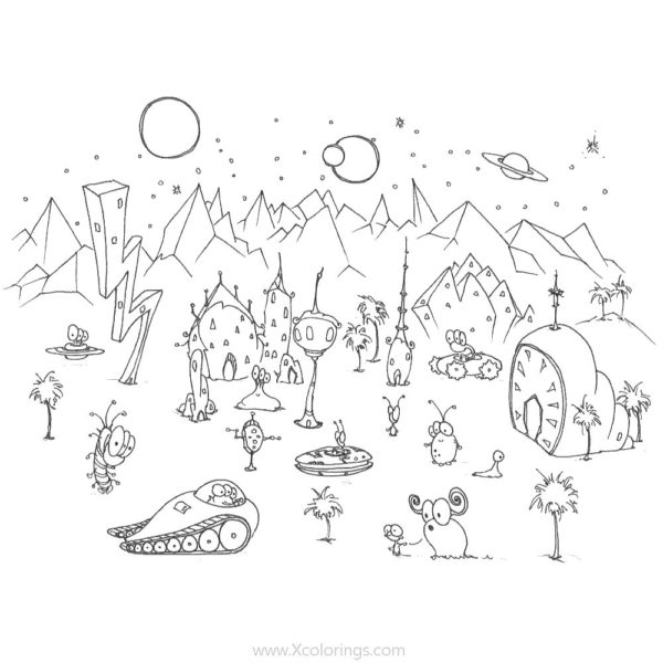 Outer Space Aliens Coloring Pages Color by Numbers - XColorings.com