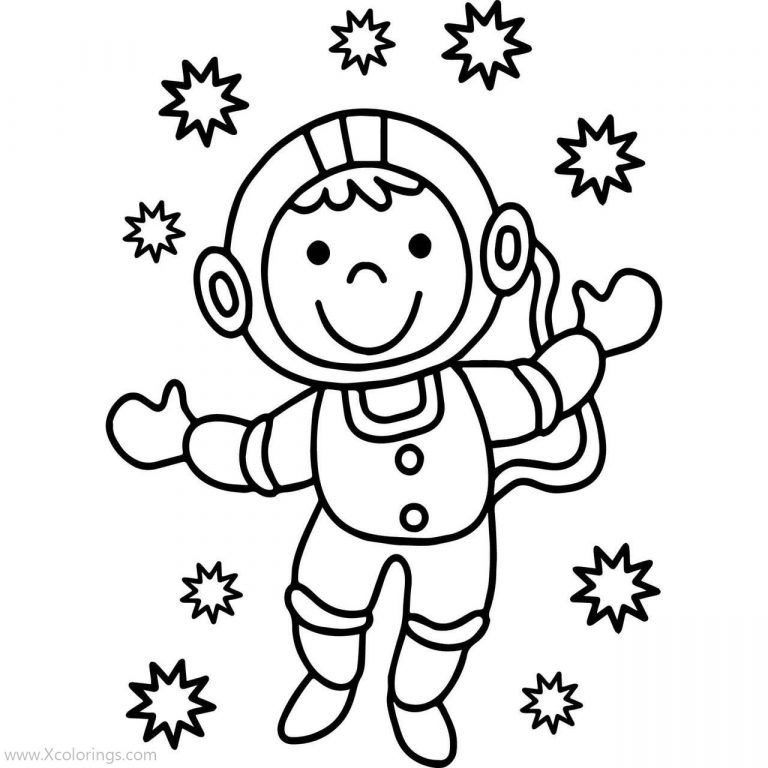Astronaut with a Dog Coloring Pages - XColorings.com