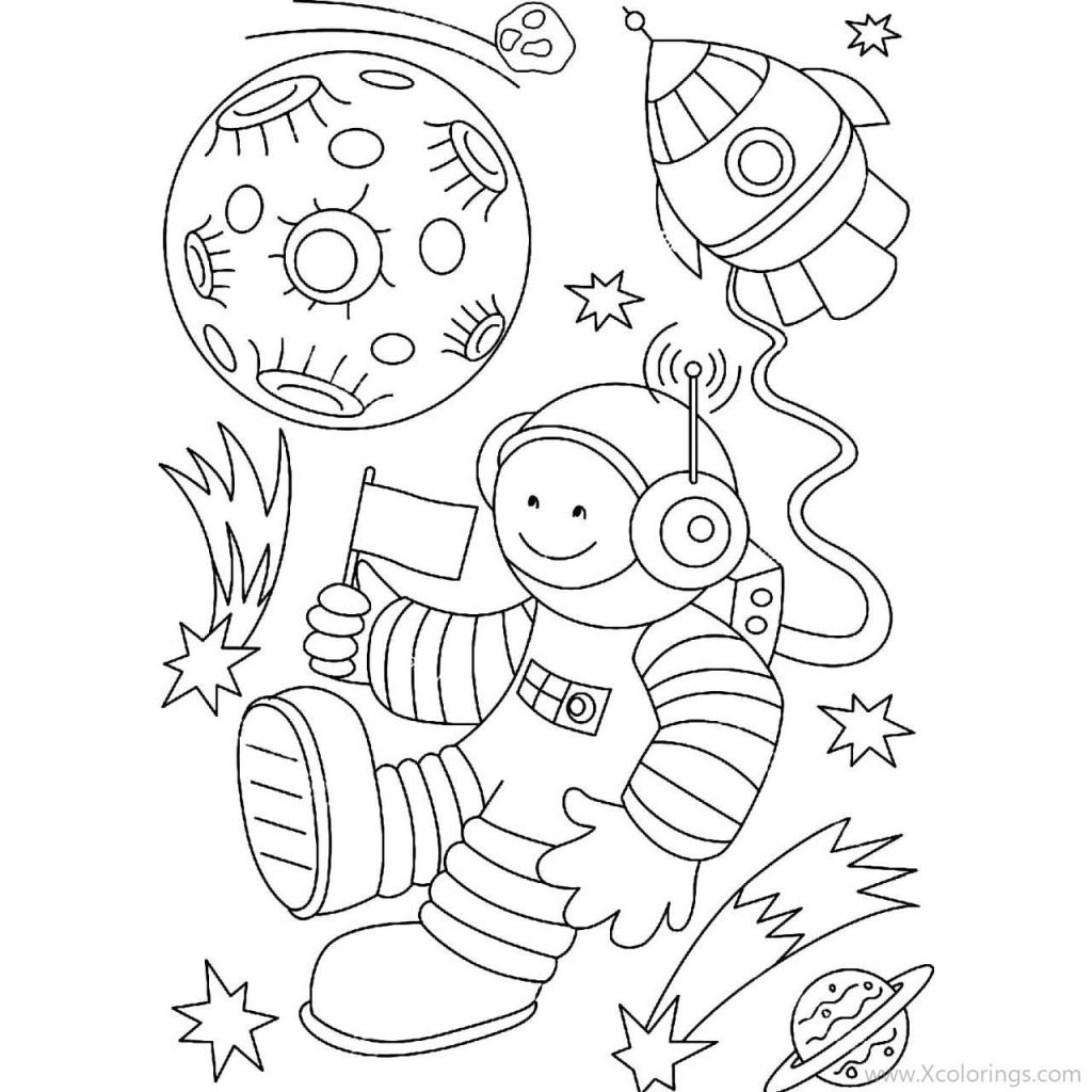 Astronaut Coloring Pages for 4 Years Old Children - XColorings.com