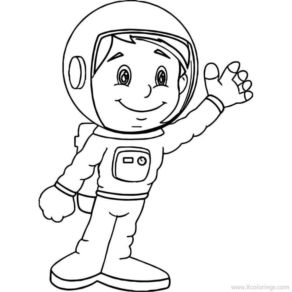 Astronaut with a Dog Coloring Pages - XColorings.com