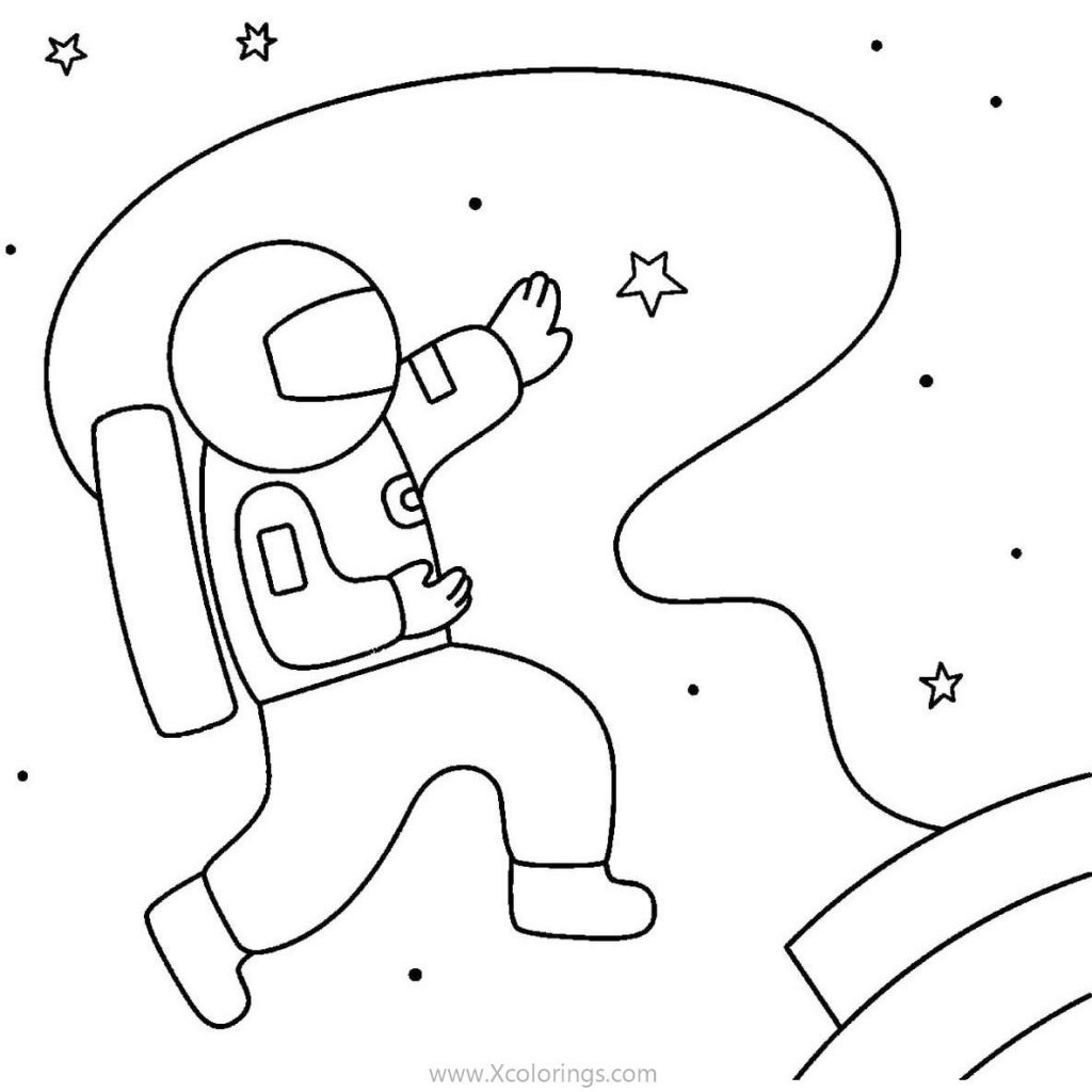 Cute Astronaut and Rocket Coloring Pages Printable - XColorings.com
