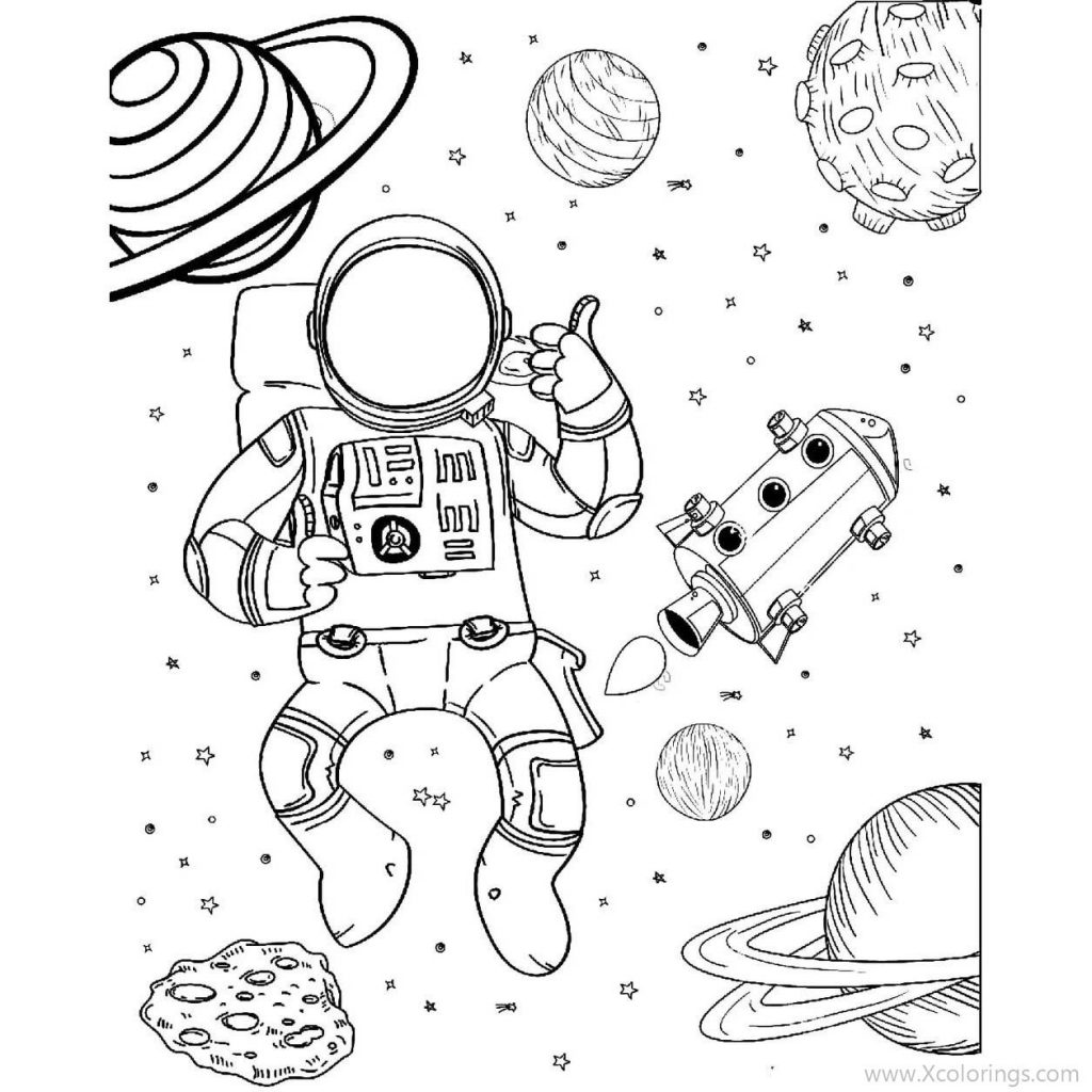 Astronaut Got the Sun Coloring Pages - XColorings.com