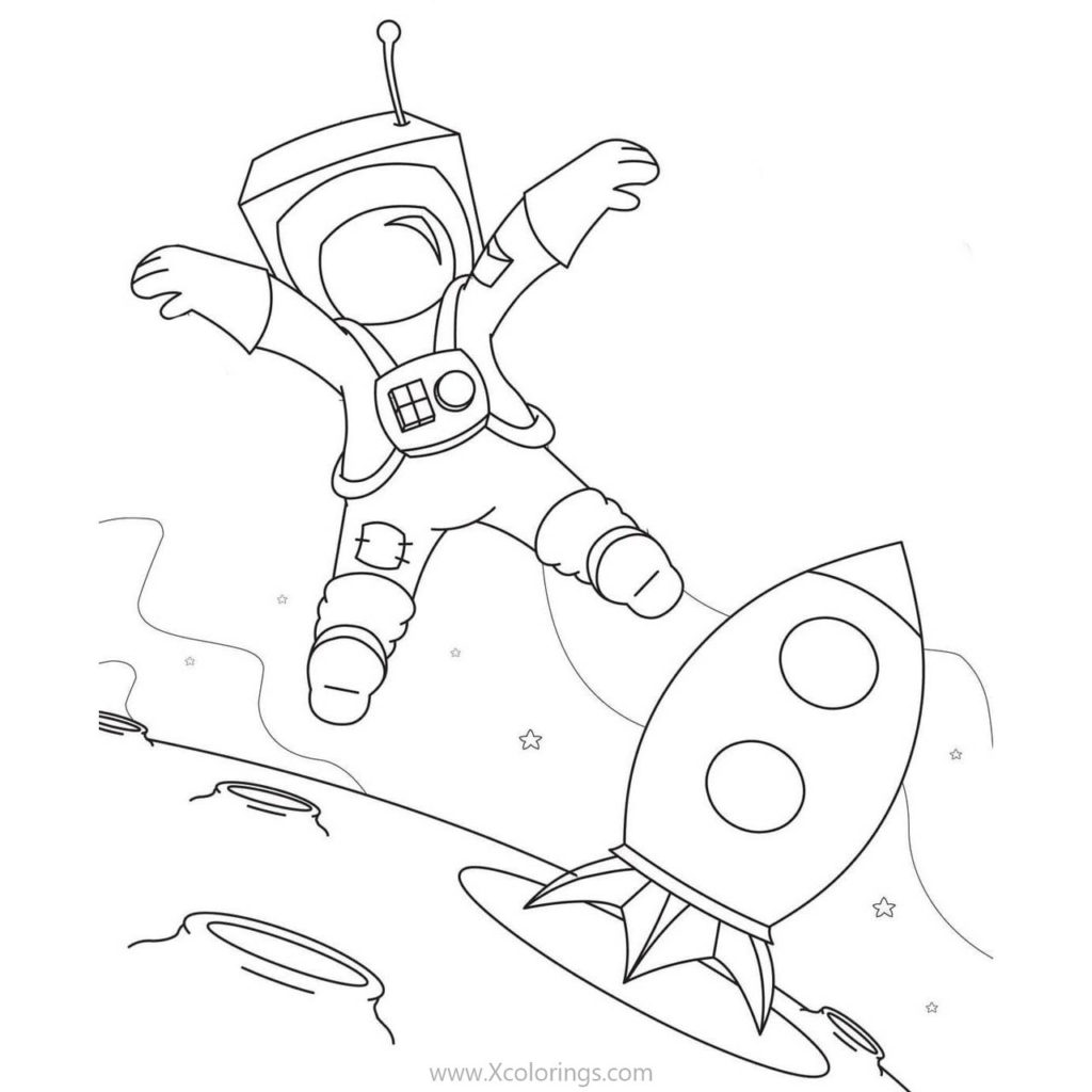 Astronaut with a Dog Coloring Pages - XColorings.com