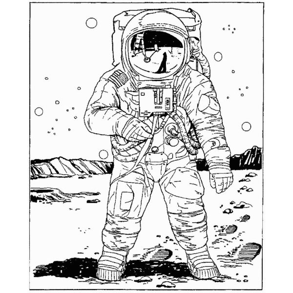 Astronaut on the Moon Coloring Pages Printable - XColorings.com