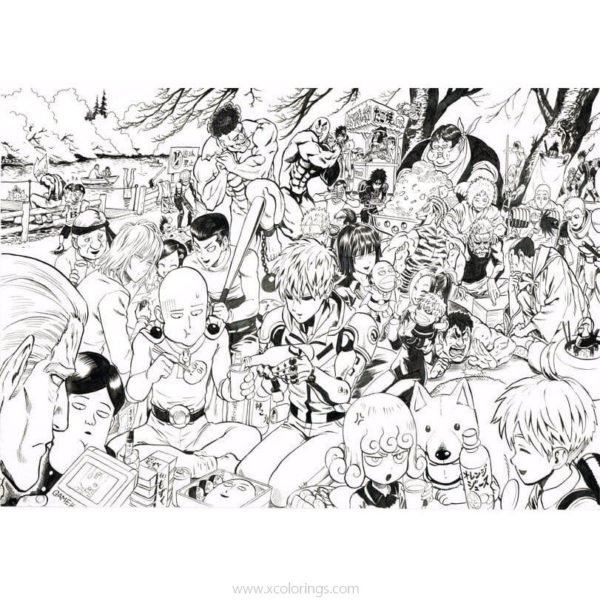 One Punch Man Coloring Pages Outline - XColorings.com