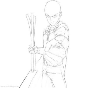 One Punch Man Coloring Pages Strong Saitama - XColorings.com