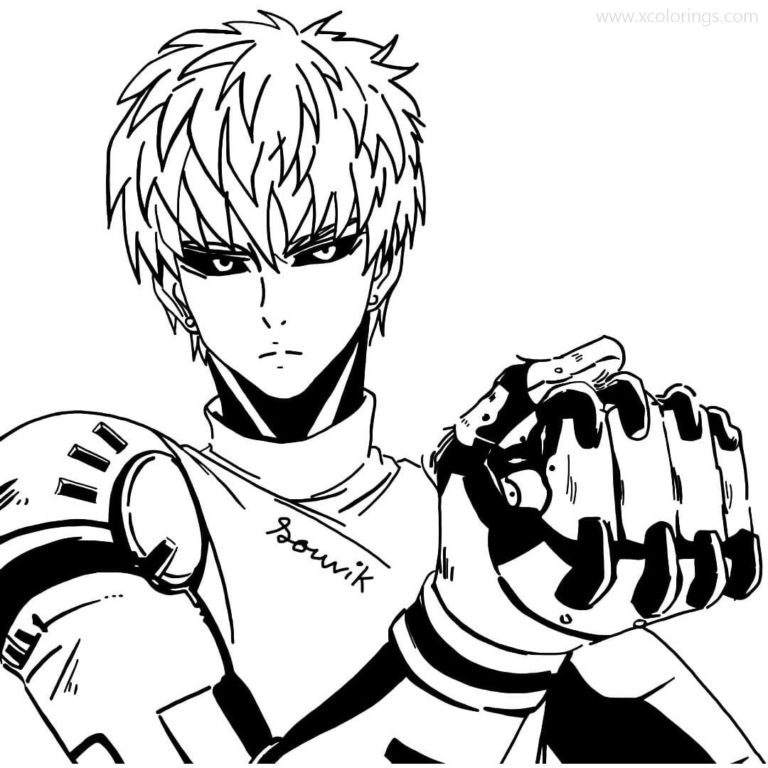 One Punch Man Coloring Pages Saitama Line Drawing - XColorings.com
