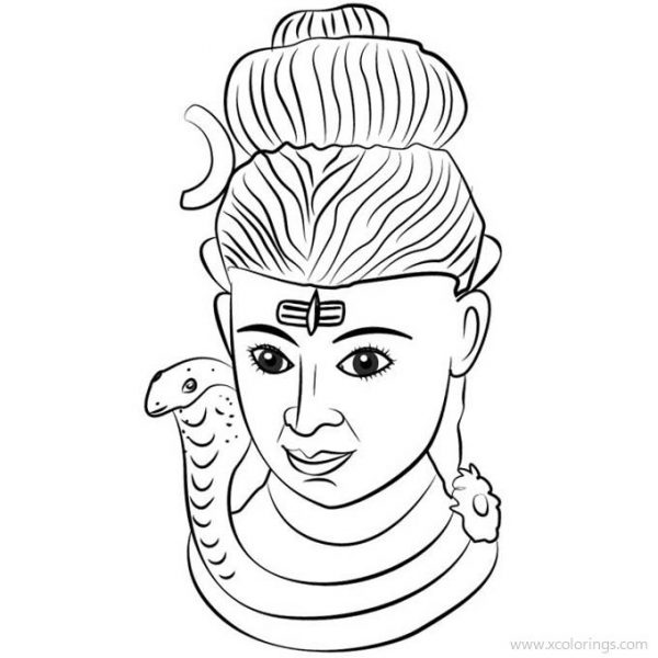 Lord Shiva Coloring Pages with Three Heads - XColorings.com