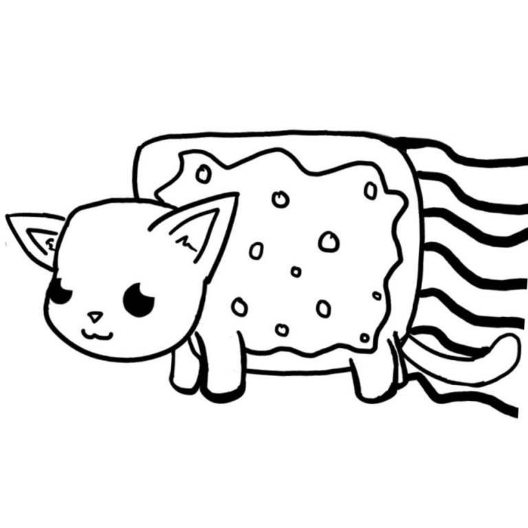 Nyan Cat Coloring Pages Black and White - XColorings.com