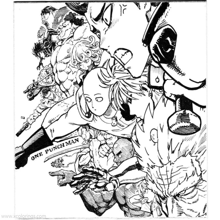 Saitama from One-Punch Man Coloring Pages Printable - XColorings.com