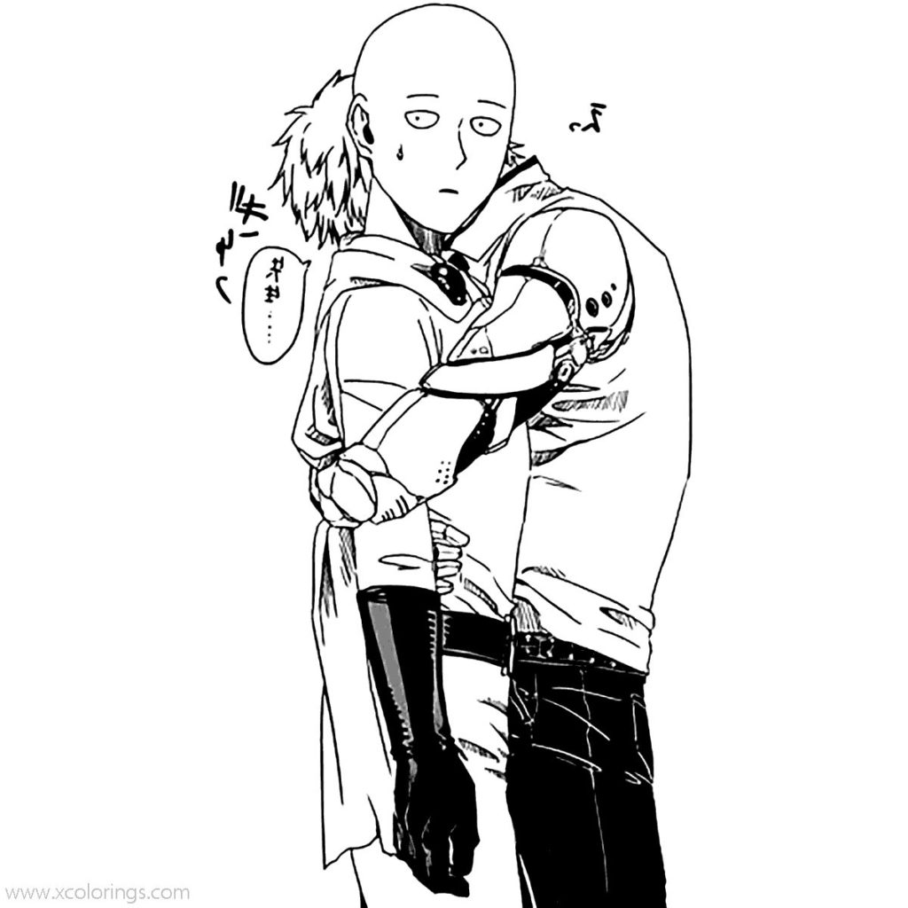 One Punch Man Jenosu and Saitama Coloring Pages - XColorings.com