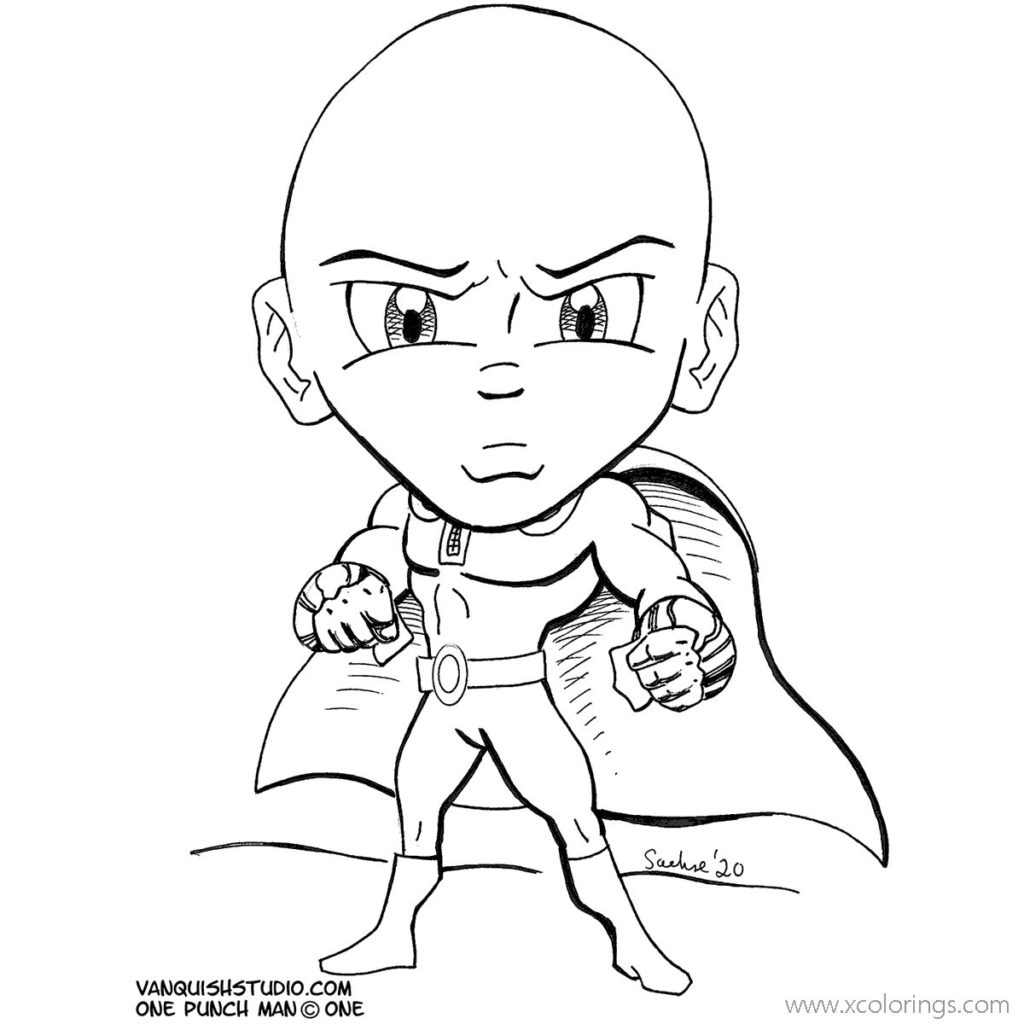 One Punch Man Coloring Pages Saitama Line Drawing - XColorings.com