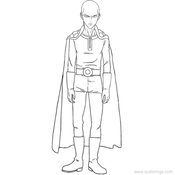 One Punch Man Coloring Pages Saitama Line Drawing - XColorings.com