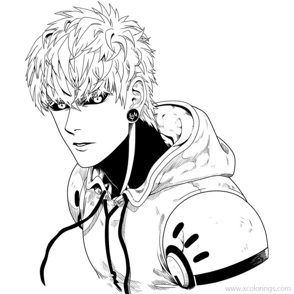 One Punch Man Coloring Pages Saitama is Angry - XColorings.com