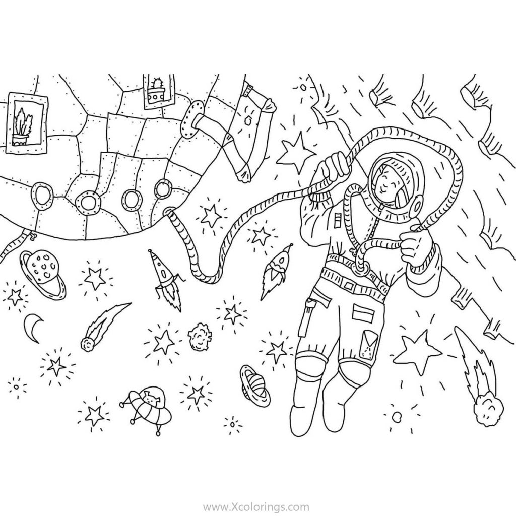 Astronaut Coloring Pages for 4 Years Old Children - XColorings.com