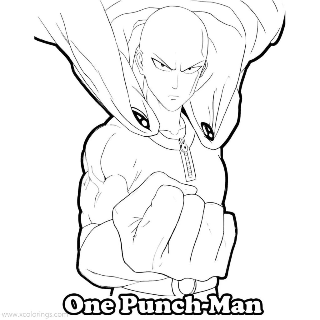 One Punch Man Coloring Pages Lineart - XColorings.com