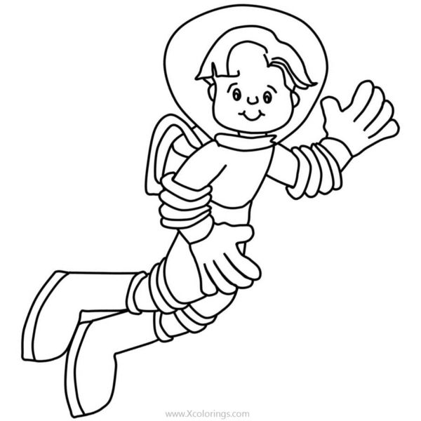 Astronaut Boy and Dog Coloring Pages - XColorings.com