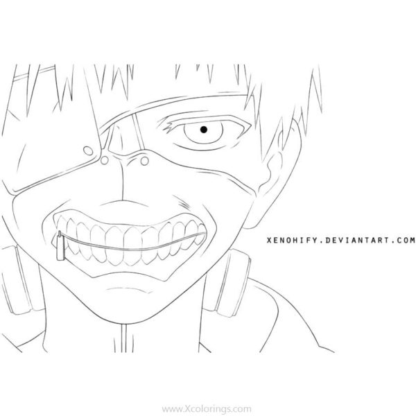 Tokyo Ghoul Coloring Pages Ken Kaneki Outline - XColorings.com