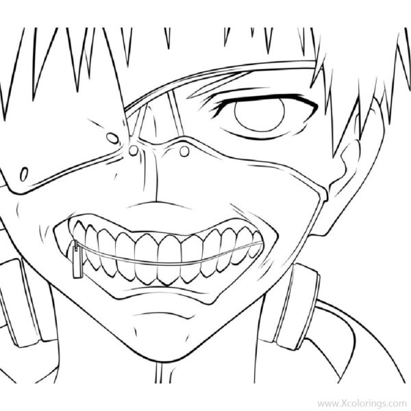 Tokyo Ghoul Coloring Pages Ken Kaneki Fan Lineart - XColorings.com