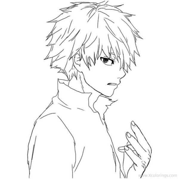 Tokyo Ghoul Coloring Pages Ken Kaneki with Eye Patch - XColorings.com