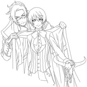 Black Butler Coloring Pages Grell Sutcliff and Dolls - XColorings.com