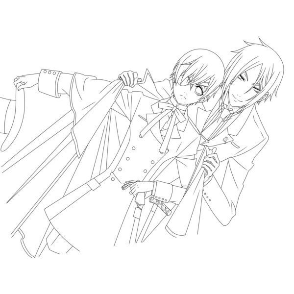Black Butler Coloring Pages Grell Sutcliff and Dolls - XColorings.com