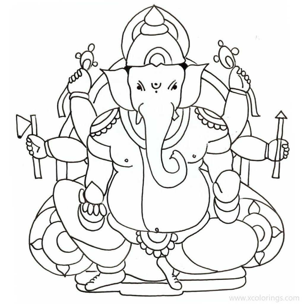 Ganesha Coloring Pages Easy to Paint - XColorings.com
