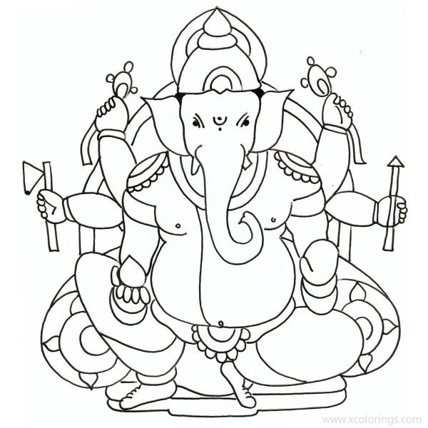 Ganesha Coloring Pages Line Art - XColorings.com
