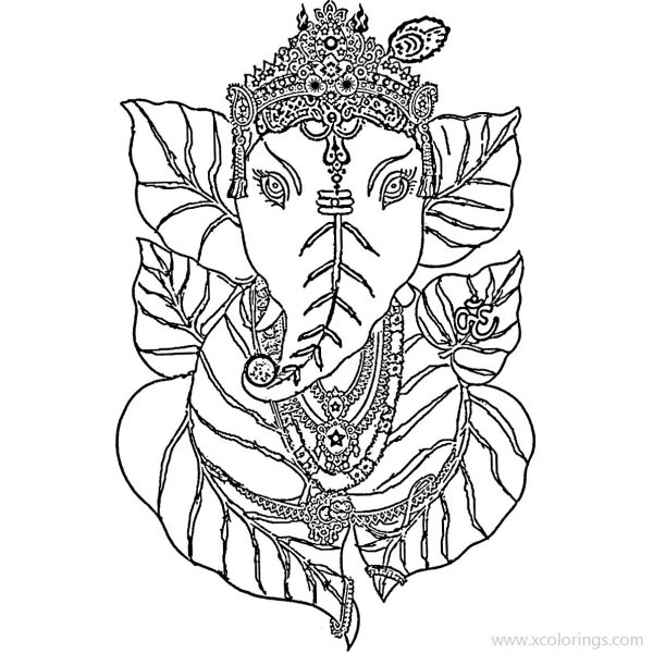 Ganesh Coloring Pages with Four Arms - XColorings.com