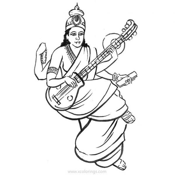 Saraswati Coloring Pages Printable - XColorings.com