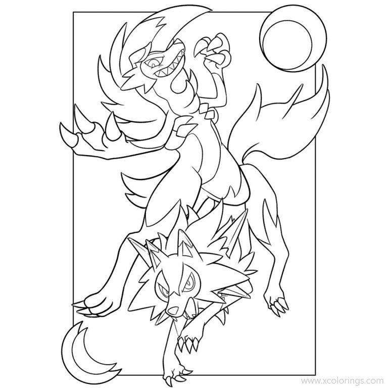 Lycanroc Dusk Form Pokemon Coloring Pages Lineart by Bellatrixie-white ...
