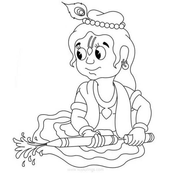 Lord Krishna Free Coloring Pages Sketch Coloring Page