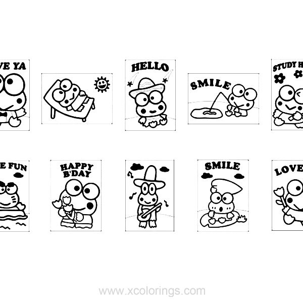 Keroppi Coloring Pages with Hello Kitty and My Melody - XColorings.com